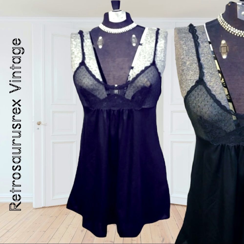 Vintage 1950's Black Lace Pin Up Babydoll Negligee , … - Gem